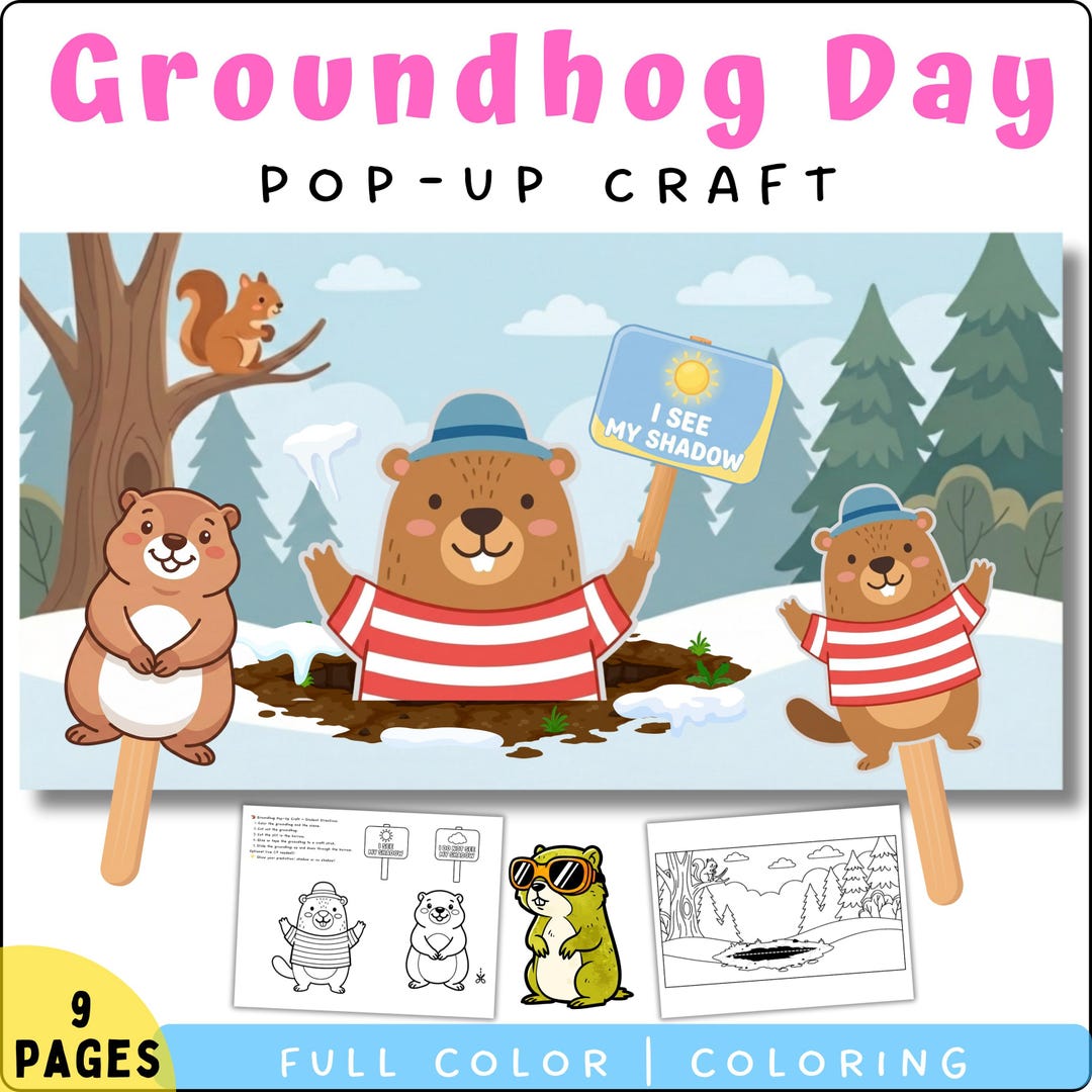 Groundhog Day Pop-up Craft Printable | Shadow Prediction Activity | K–1 ...