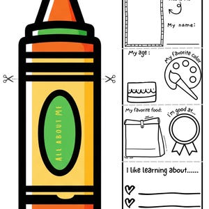 All About Me Pencil & Crayon Foldable Craft | Back to School Activity ...