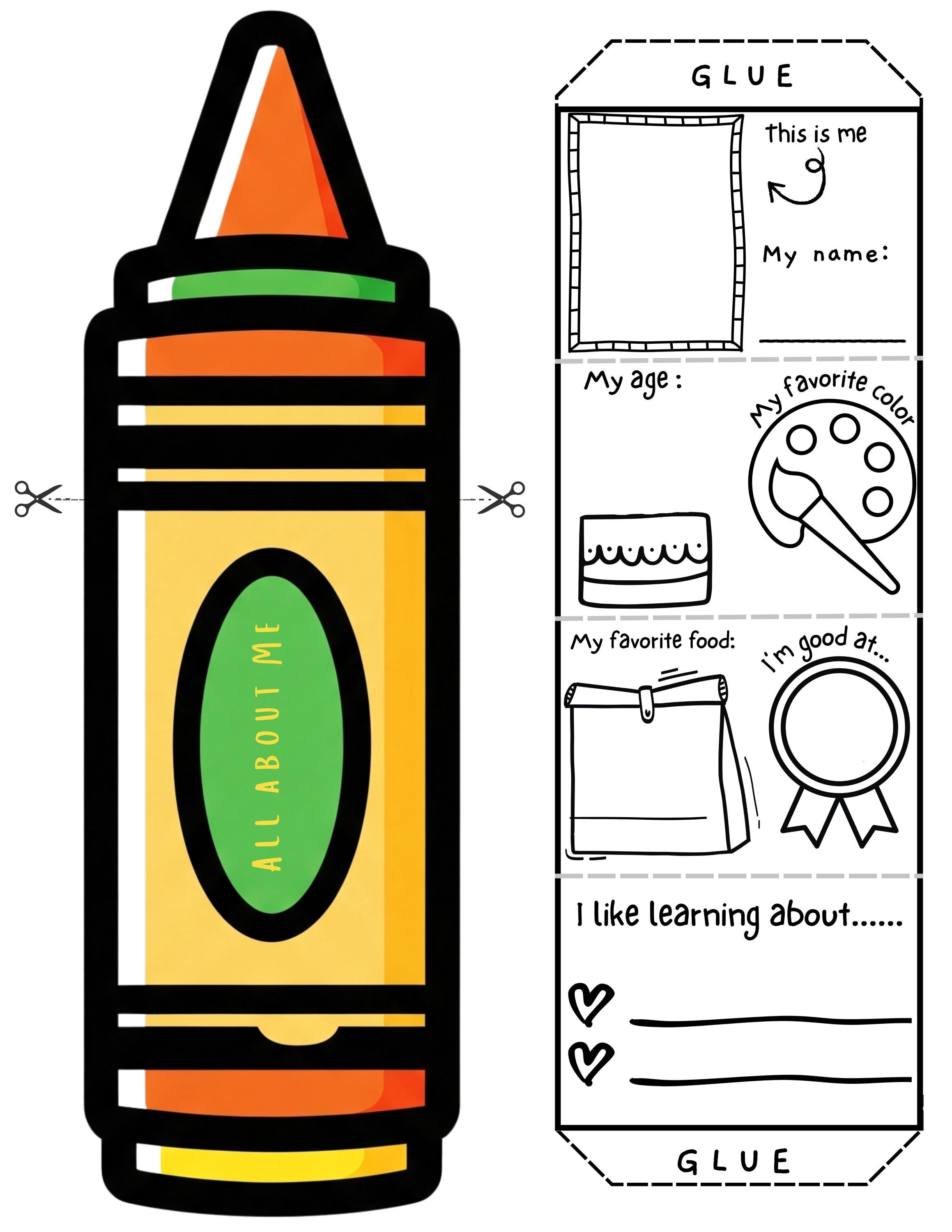 All About Me Pencil & Crayon Foldable Craft | Back to School Activity ...