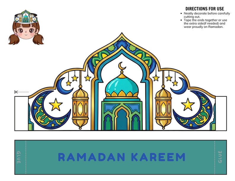 Ramadan Paper Crown Craft | Coloring & Writing Activity | Ramadan ...