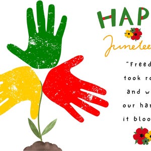 Juneteenth Flower Bloom Handprint Art Craft Activities, Bulletin Board ...