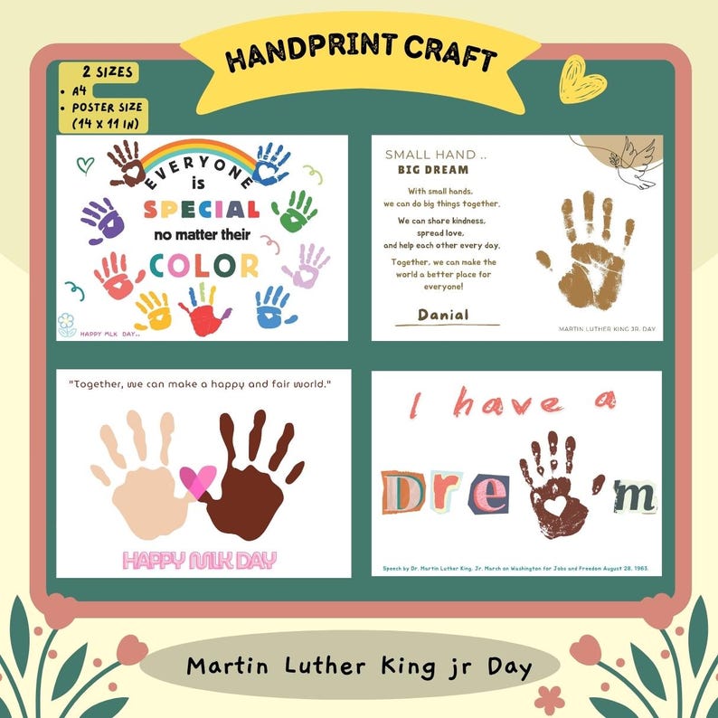MLK Day Handprint Art Bundle: Black History Month Craft (PDF) - Etsy
