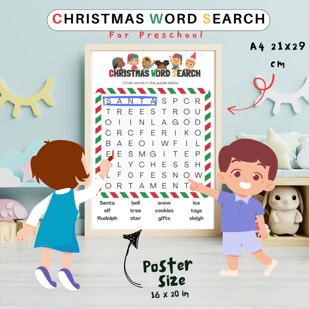 Christmas Word Search, Preschool Xmas Game Activity, Christmas Word ...