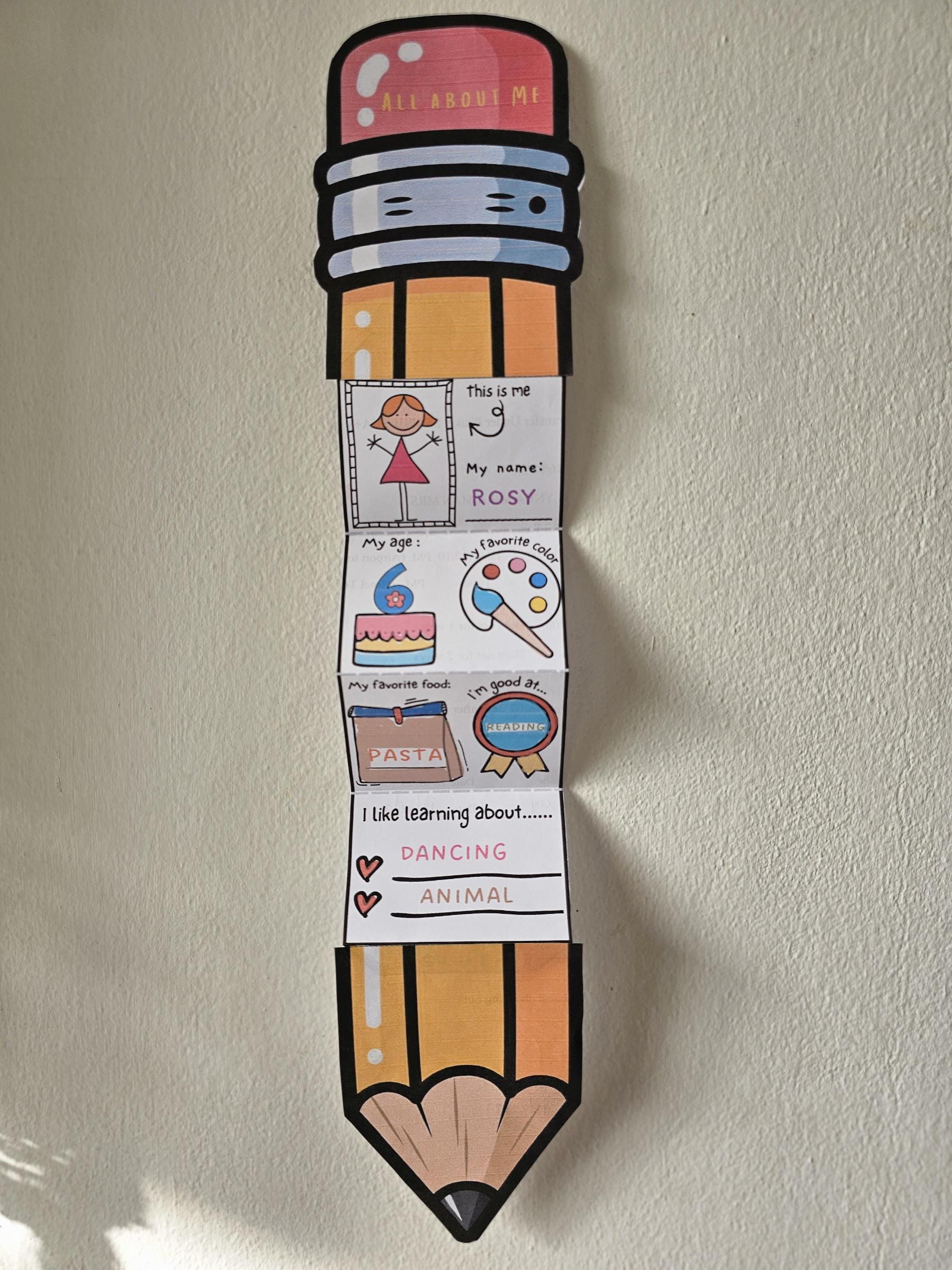 All About Me Pencil & Crayon Foldable Craft | Back to School Activity ...
