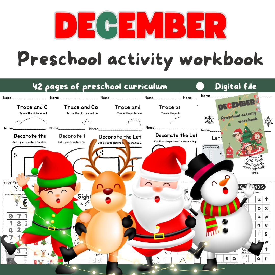 Christmas Preschool Activity Workbook: December Curriculum (digital ...
