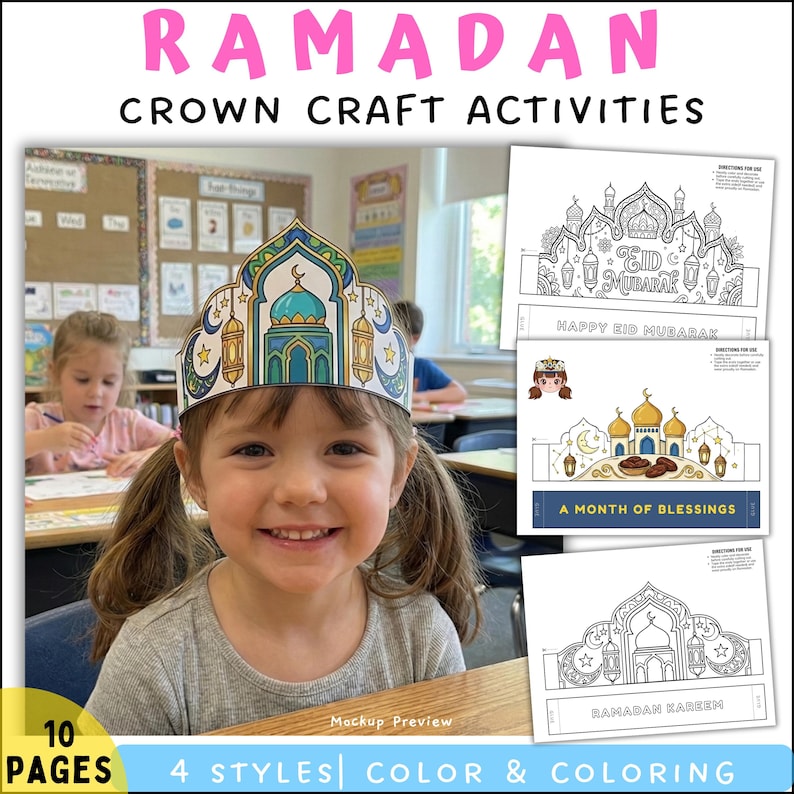 Ramadan Paper Crown Craft | Coloring & Writing Activity | Ramadan ...
