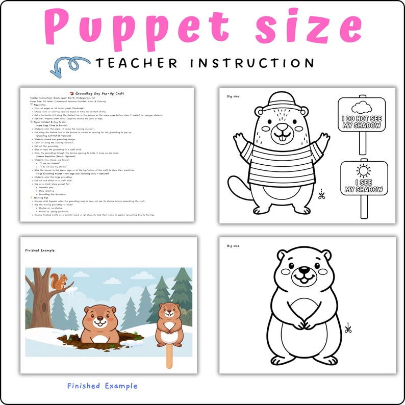 Groundhog Day Pop-up Craft Printable | Shadow Prediction Activity | K–1 ...
