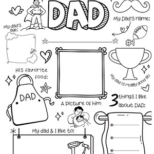 Father's Day Coloring Page: All About My Dad Activity (digital Download ...
