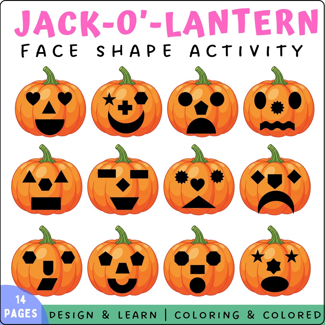 Jack-o'-lantern Craft: Shape Activity for Kids (digital Download) - Etsy