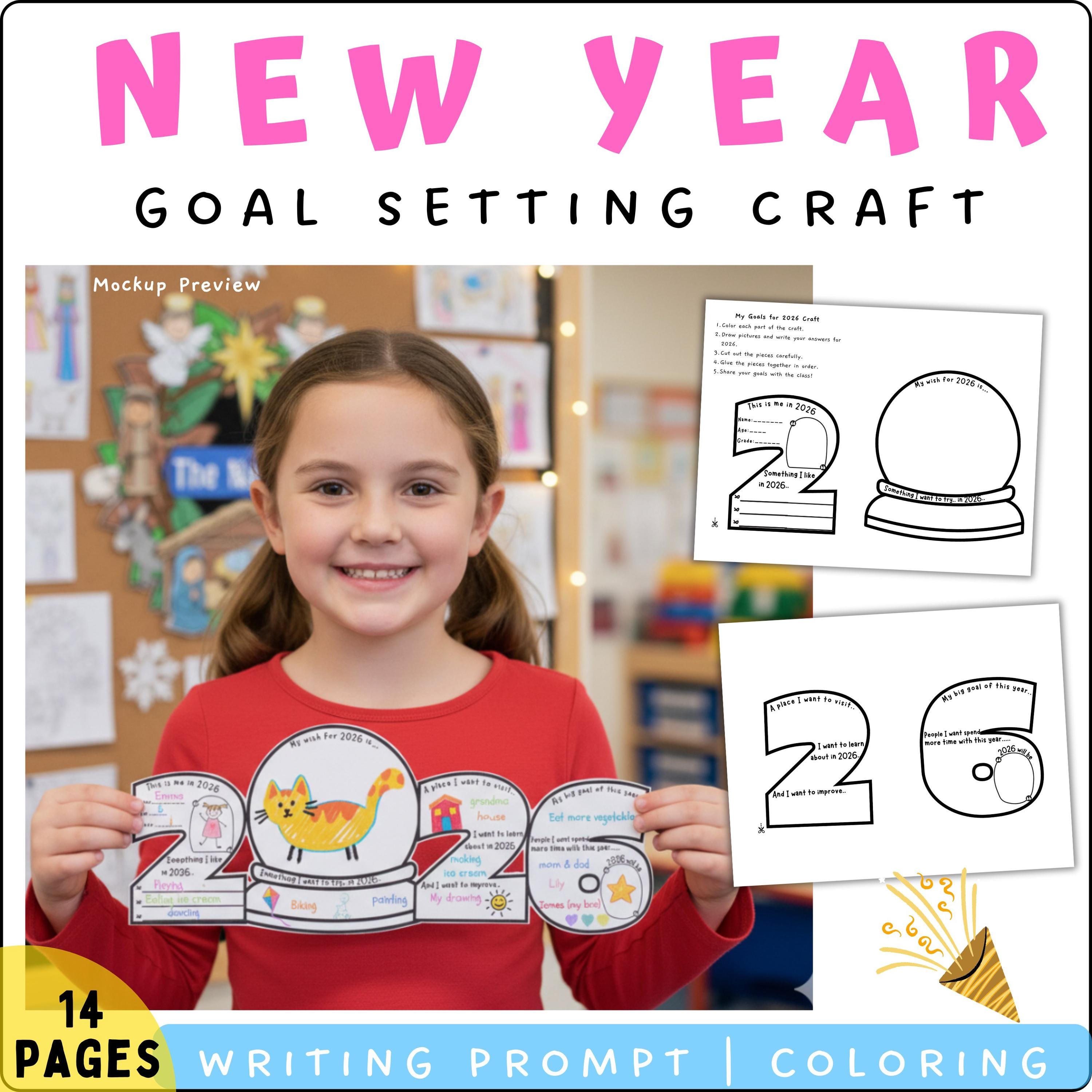 New Year Goals Craft 2026 + Writing Prompt | Auto-updated Every Year ...