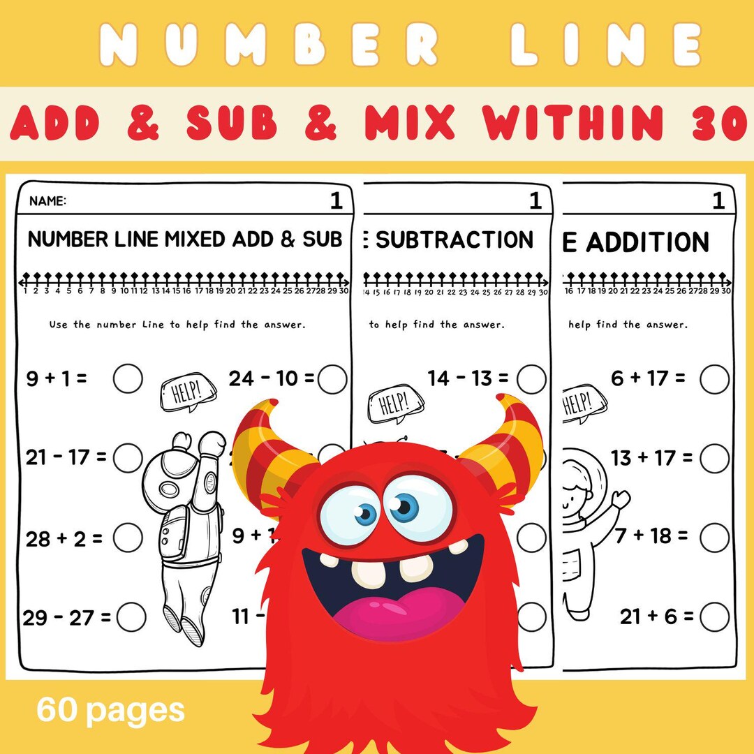 Number Line Math Worksheets: Addition, Subtraction, Mixed (k-1st Grade ...