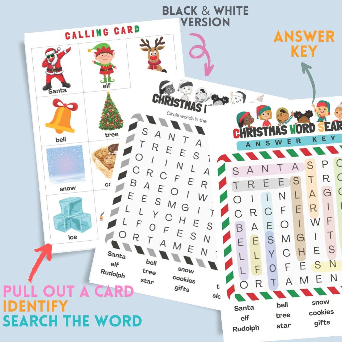 Christmas Word Search, Preschool Xmas Game Activity, Christmas Word ...