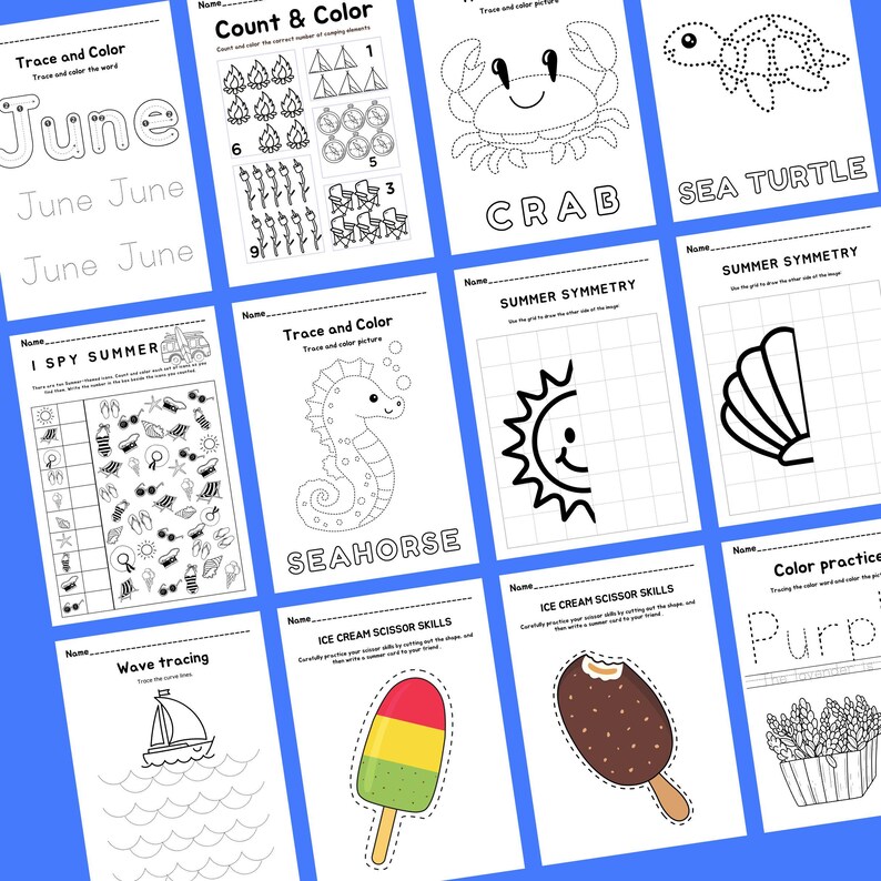 June Preschool Kindergarten Workbook: Summer & Father's Day Activities ...