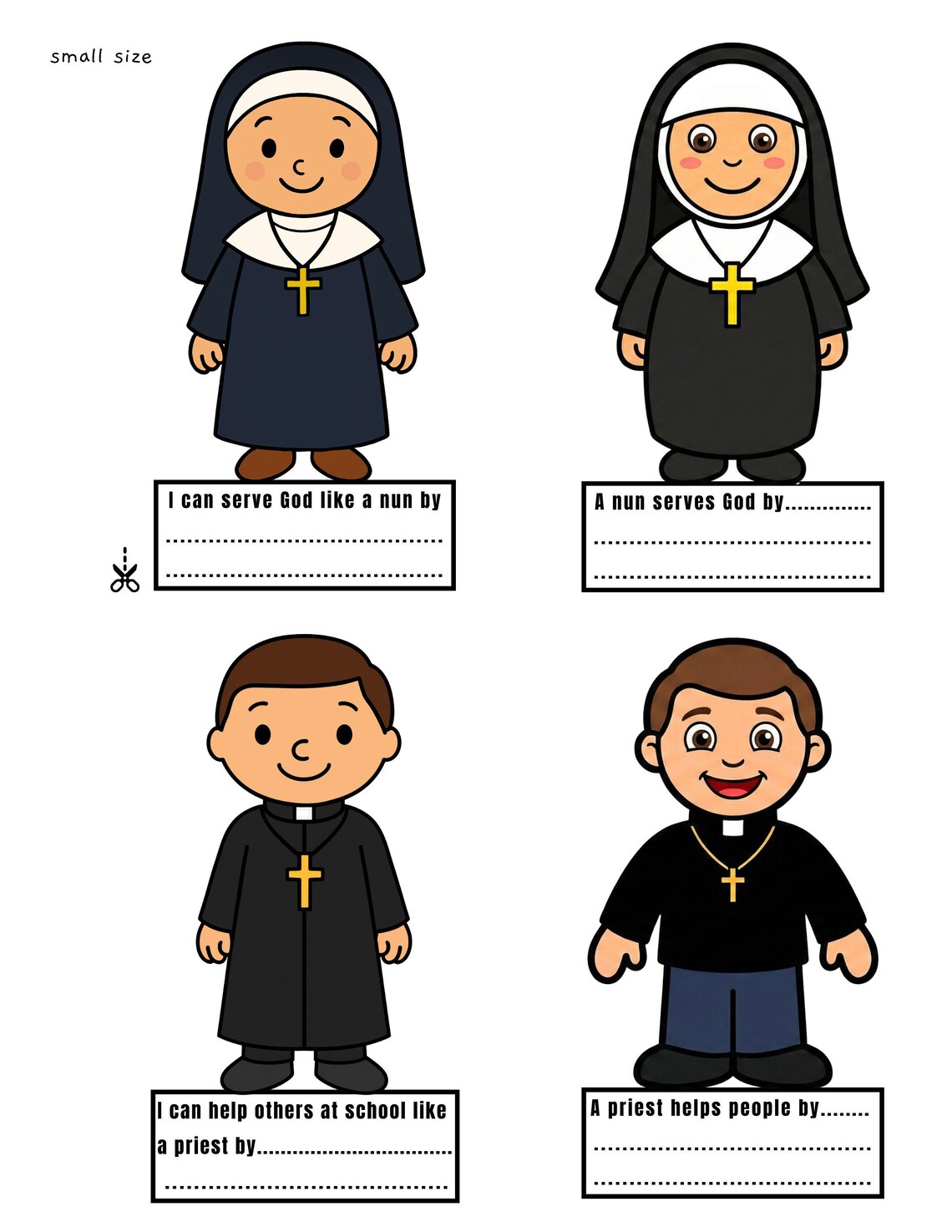 Catholic Schools Week Priest & Nun Puppet Craft With Writing Prompt | K ...
