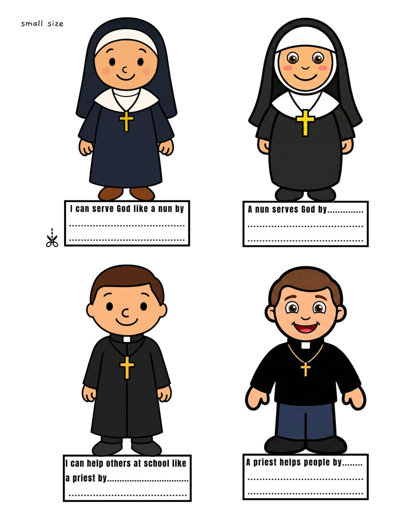 Catholic Schools Week Priest & Nun Puppet Craft With Writing Prompt | K ...
