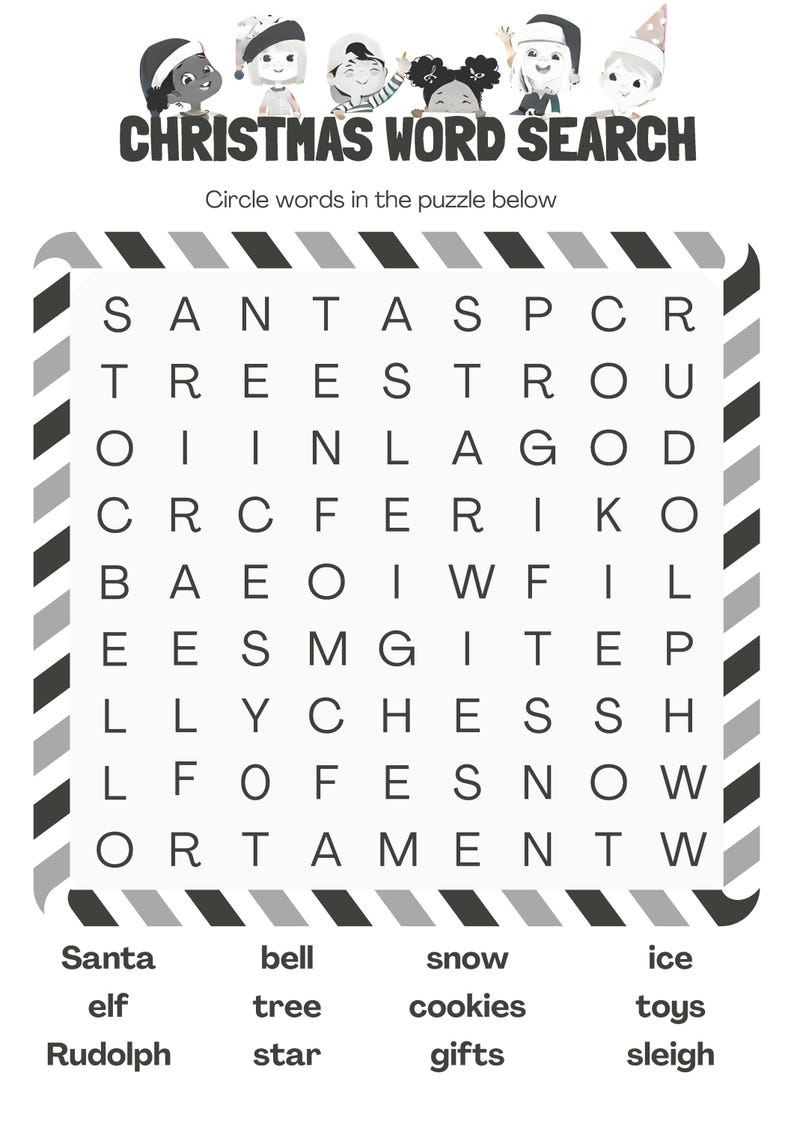 Christmas Word Search, Preschool Xmas Game Activity, Christmas Word ...