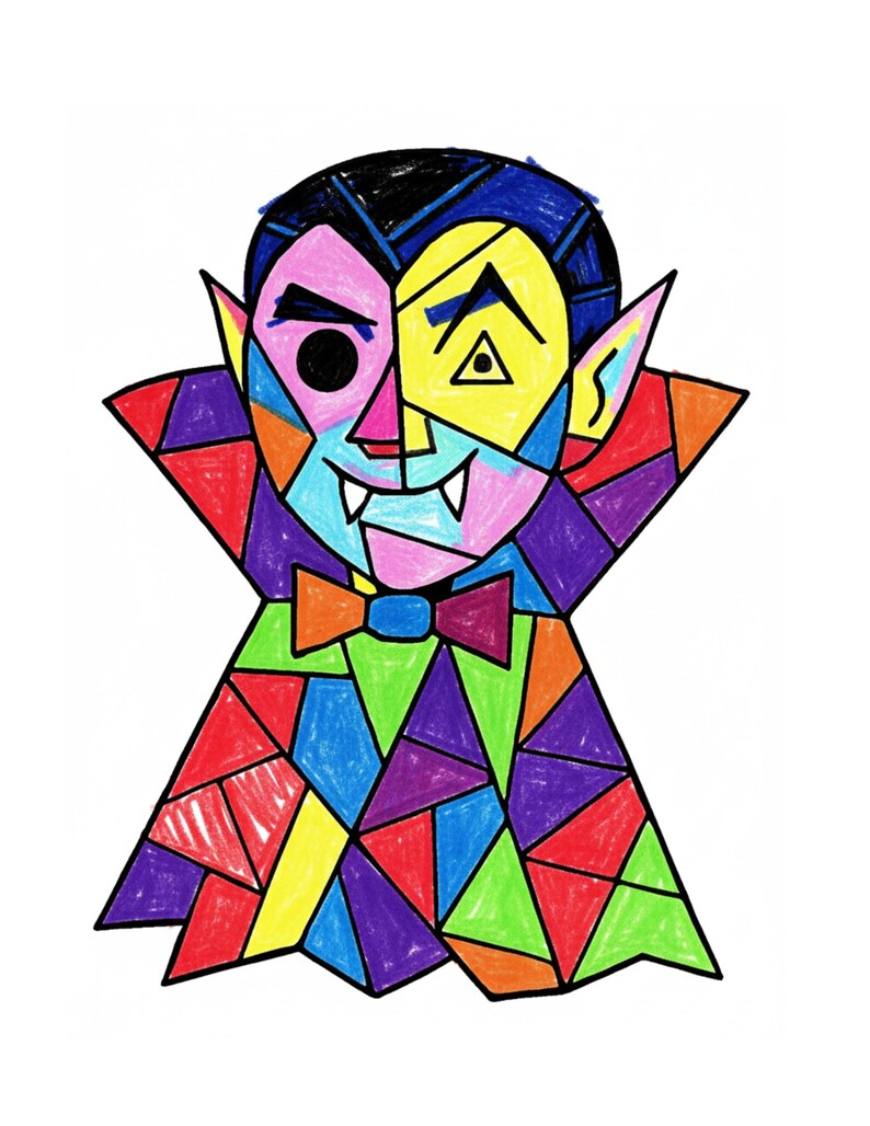 Halloween Picasso Art Coloring Pages: Abstract Designs (digital ...