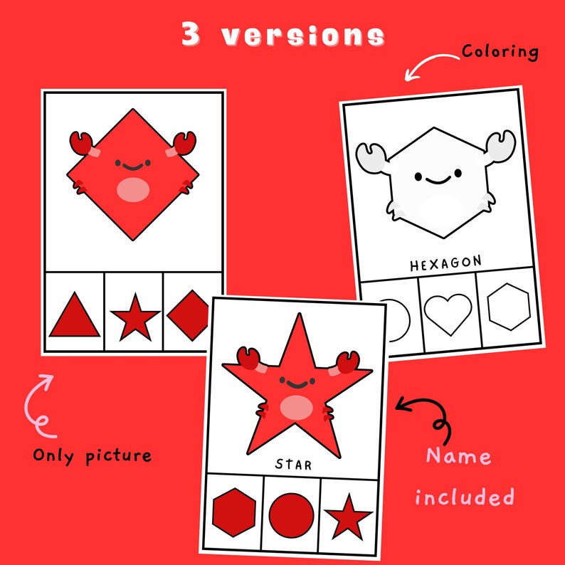 Crab 2D Shape Matching Clip Cards | Preschool & Kindergarten Math ...