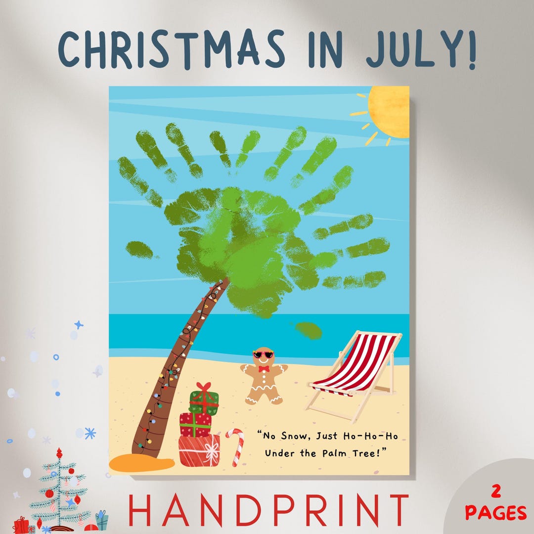 Christmas in July Coconut Tree Handprint Craft Tropical Holiday ...