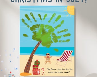 Christmas in July Handprint Craft: Tropical Palm Tree Keepsake (digital ...