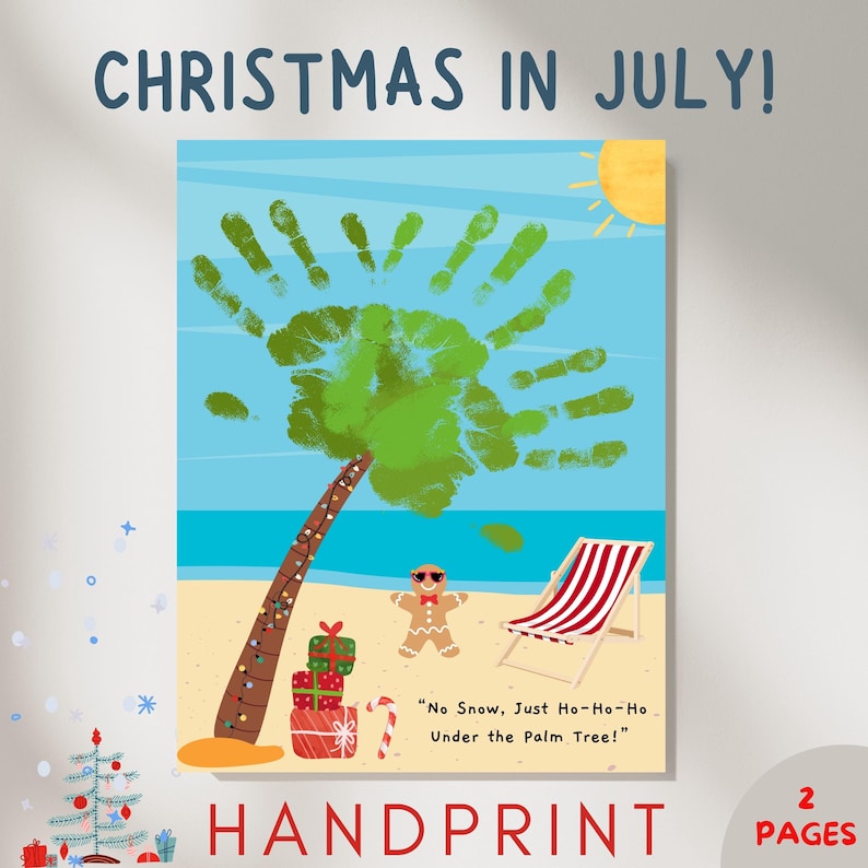 Christmas in July Coconut Tree Handprint Craft Tropical Holiday ...