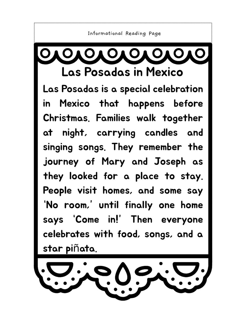 Las Posadas Christmas in Mexico Papel Picado Banner & Literacy Craft ...