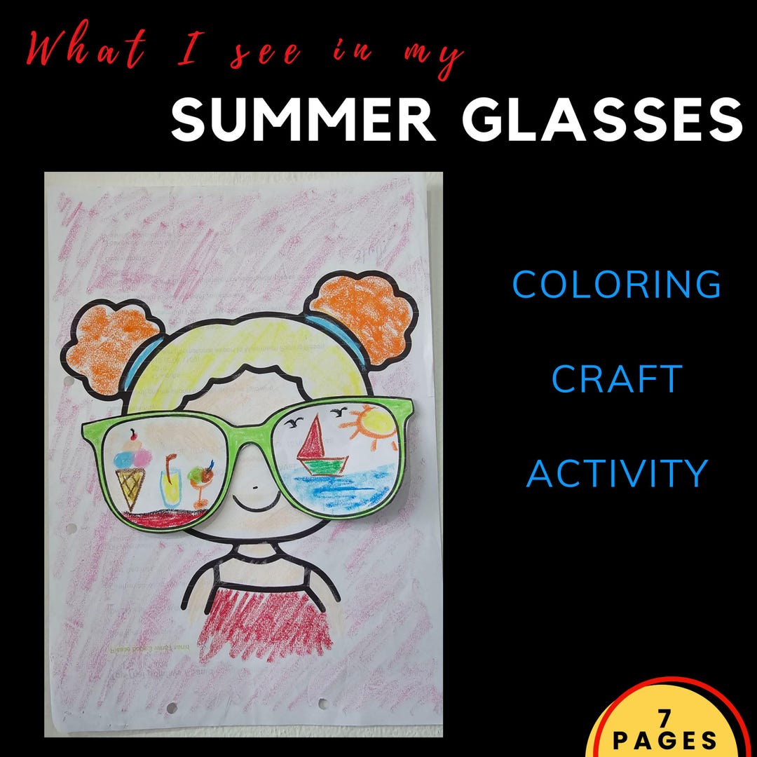 Summer Sunglasses Art Activity: Printable Kids Craft Template (PDF ...