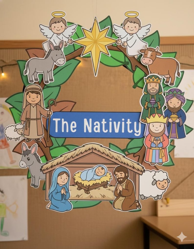 Nativity Wreath Craft for Kids | Christian Christmas Craft |cut and ...