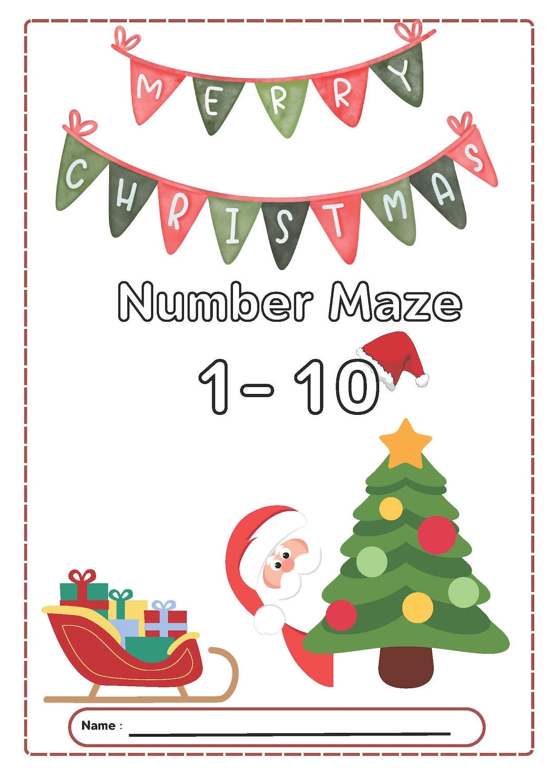 Christmas Number Maze 1-10: Preschool Game (PDF) - Etsy