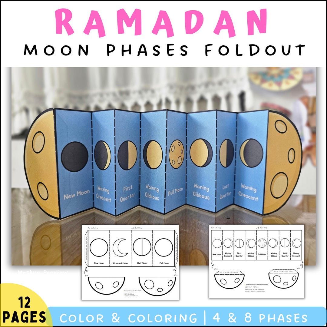 Ramadan Moon Phases Foldout | 4 and 8 Phases Interactive Craft | Cut ...