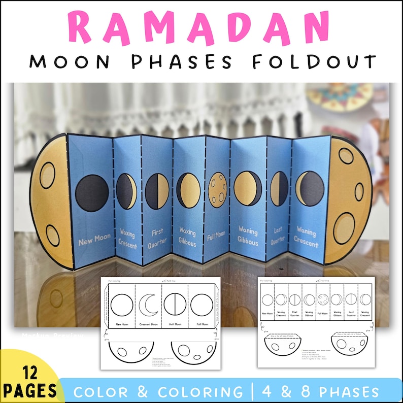 Ramadan Moon Phases Foldout | 4 and 8 Phases Interactive Craft | Cut ...