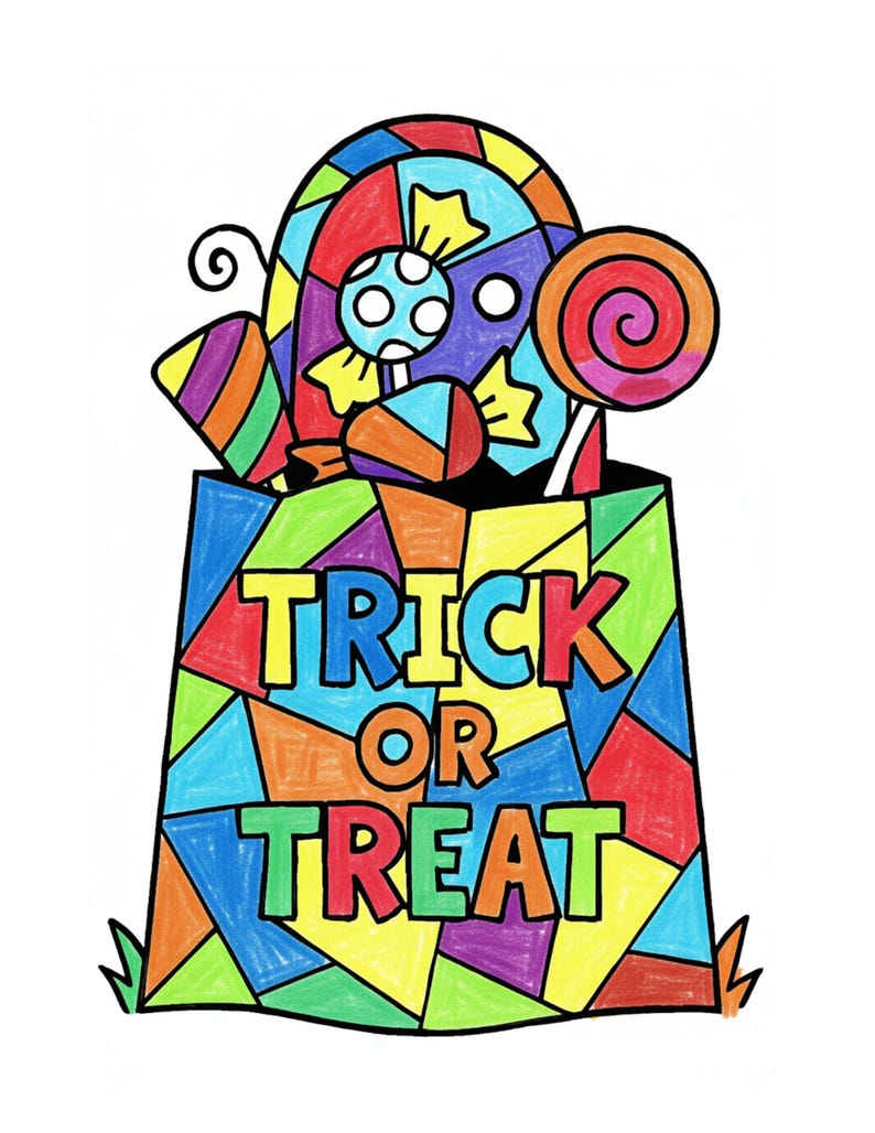 Halloween Picasso Art Coloring Pages: Abstract Designs (digital ...