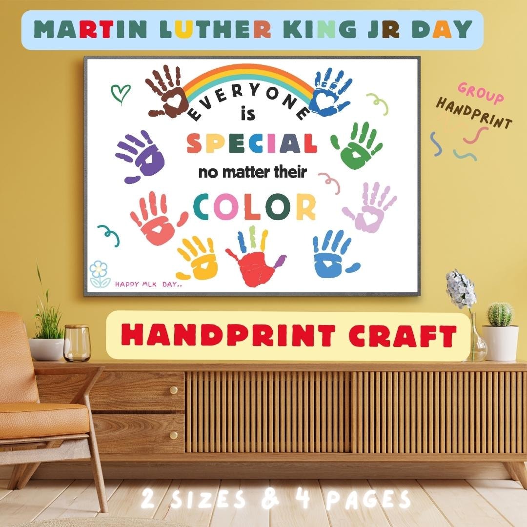 Martin Luther King Jr Day Handprint Craft, Black History Month, MLK Day ...