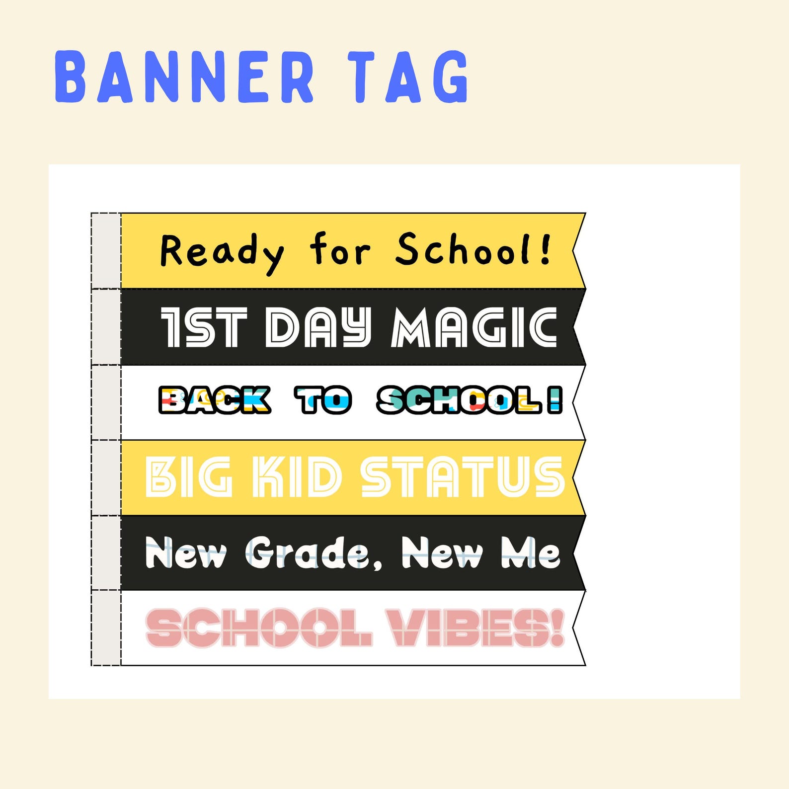 First Day of School Flag Craft: Printable Pennant Banner (digital ...