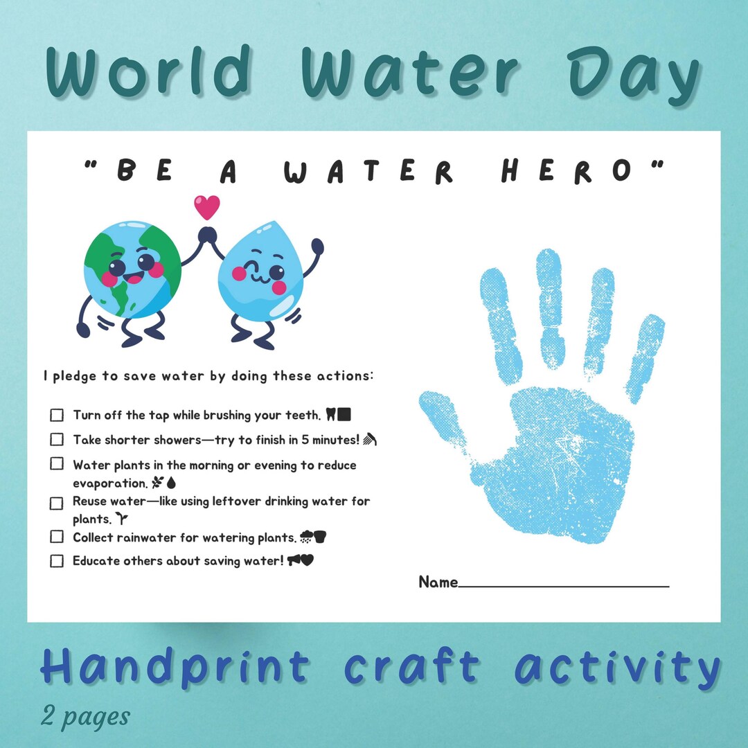 World Water Day Handprint Craft: Earth Day Activity (instant Download ...