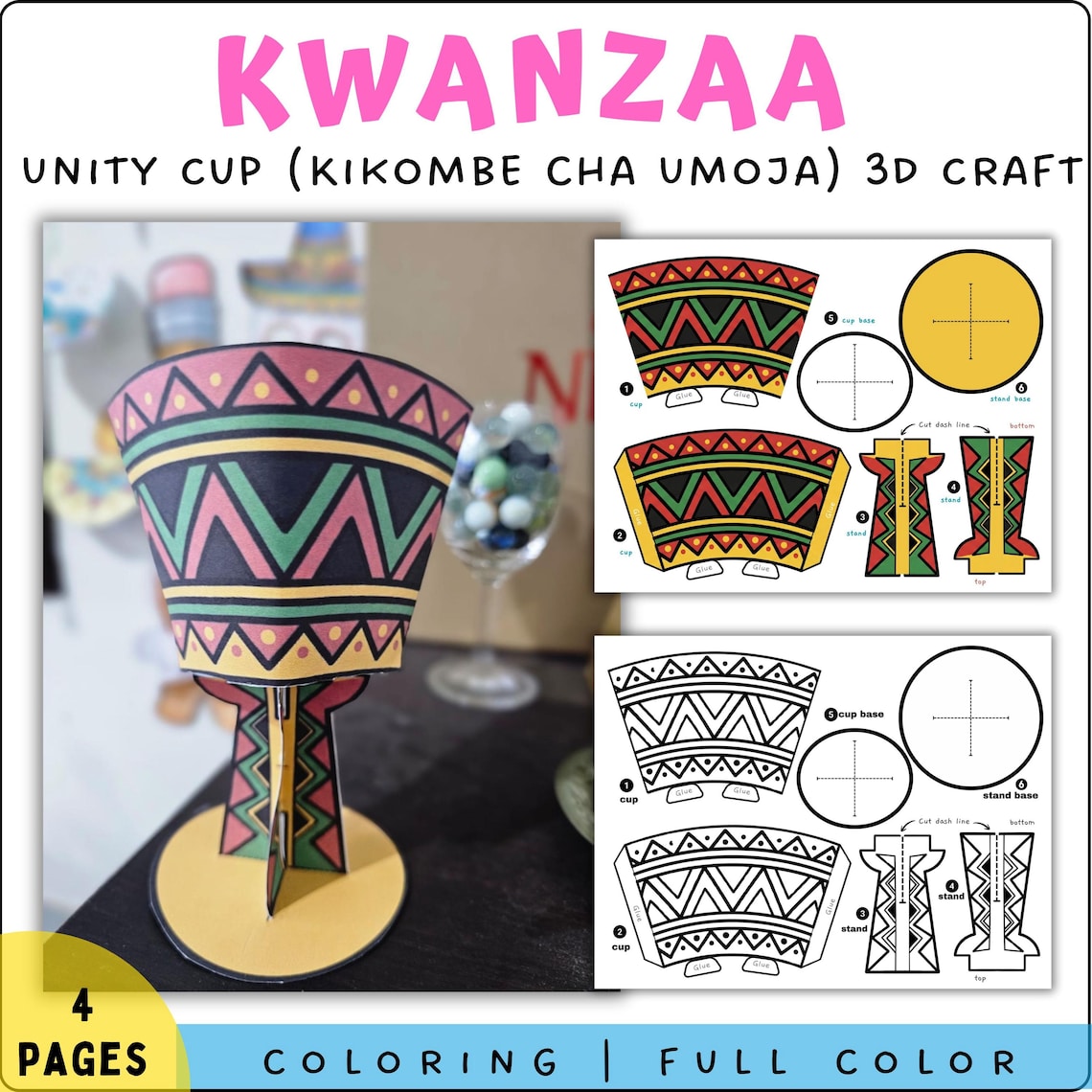 Kwanzaa Unity Cup 3D Craft | Kikombe Cha Umoja | Cut & Glue Printable ...