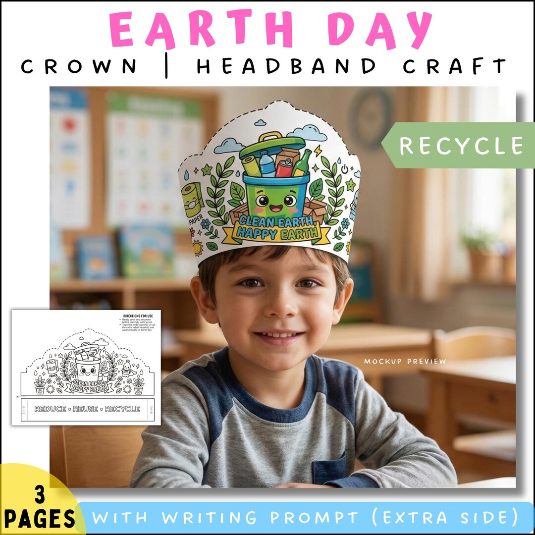 Earth Day (recycle) Crown Craft | Headband Craft With Writing & Drawing ...