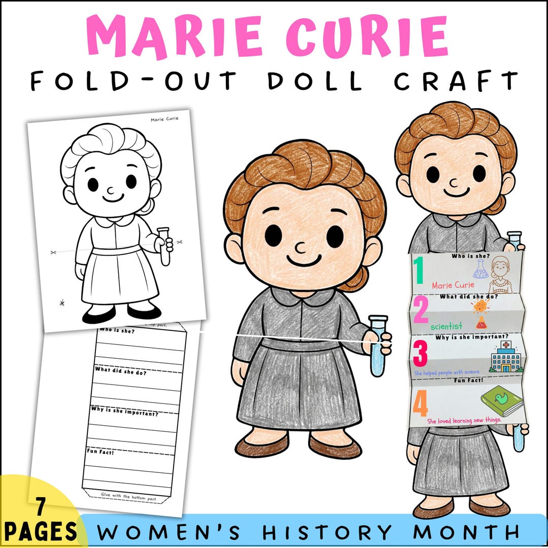 Women’s History Month Marie Curie Fold-out Doll Craft Activity | K–1 ...