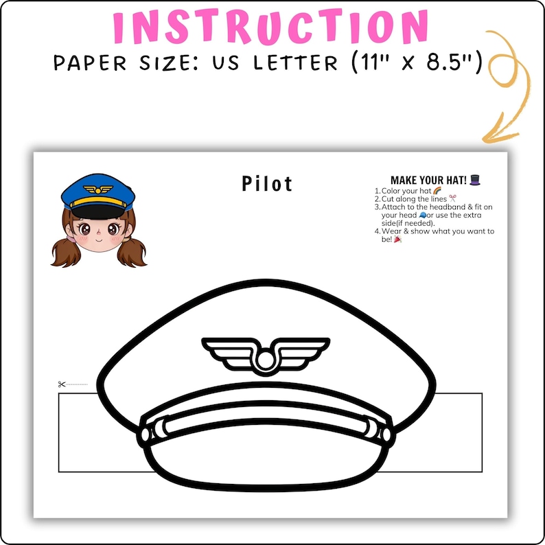 Community Helpers Hats: Career Day Coloring Craft (printable Kids ...
