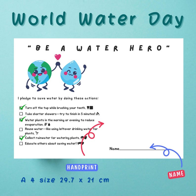 World Water Day Handprint Craft: Earth Day Activity (instant Download ...