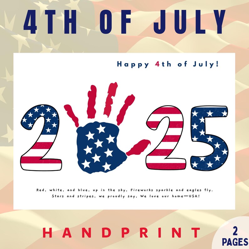 4th of July 2025 Handprint Craft Activity, Independence Day, Patriotic ...