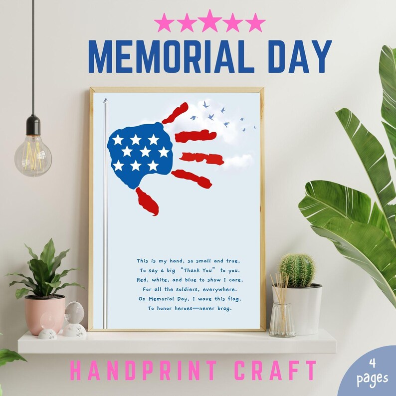 Memorial Day Handprint Craft Bundle: Patriotic Activities (digital ...