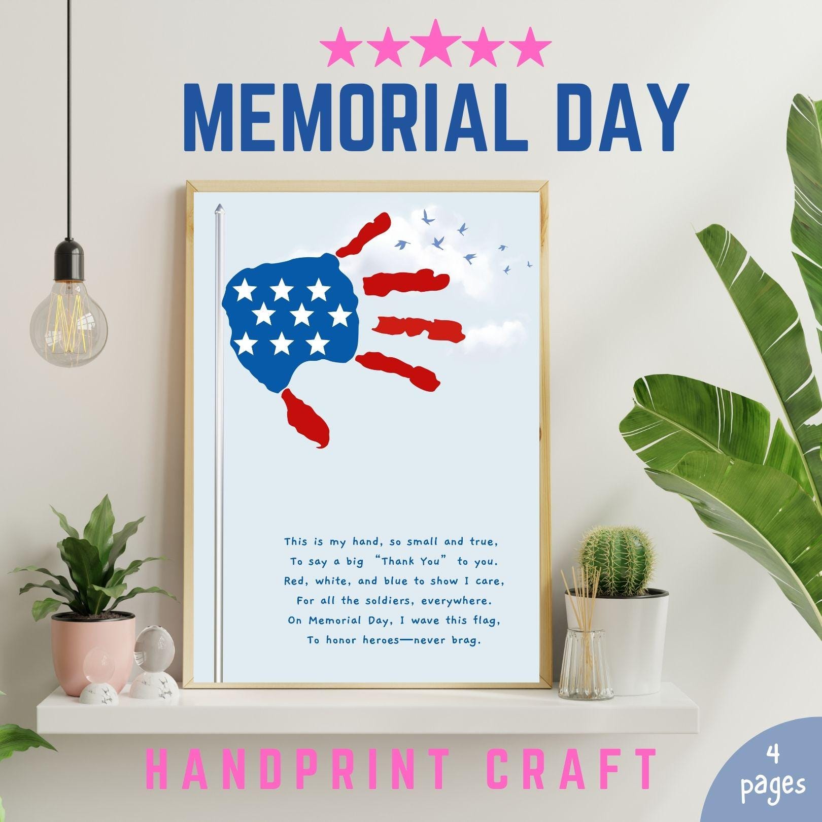 Memorial Day Handprint Craft Bundle: Patriotic Activities (digital ...
