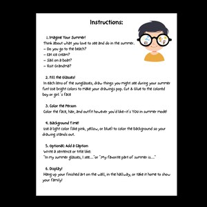 Summer Sunglasses Art Activity: Printable Kids Craft Template (PDF ...