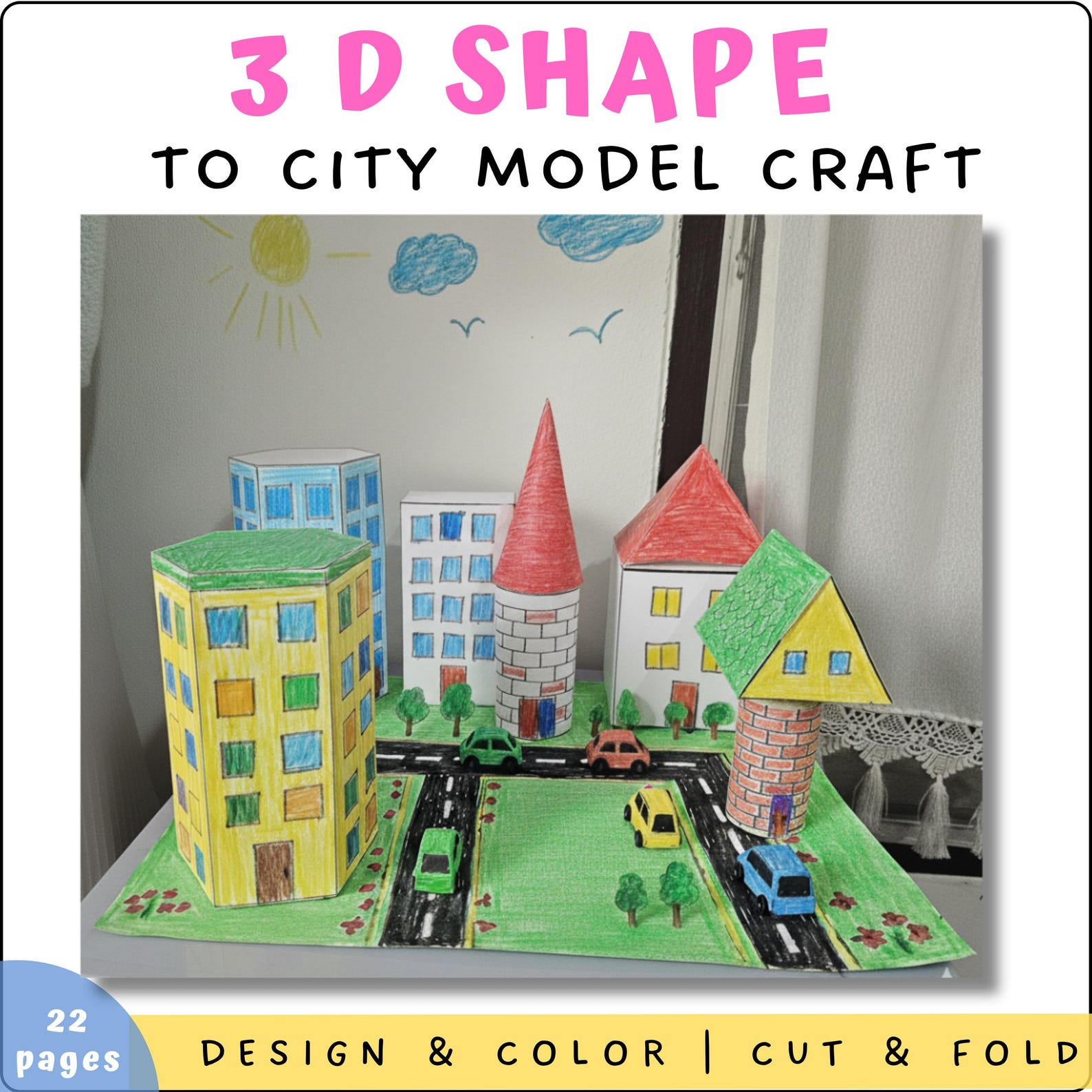 3D Shape City Model Craft: Geometry STEM Activity (instant Download) - Etsy