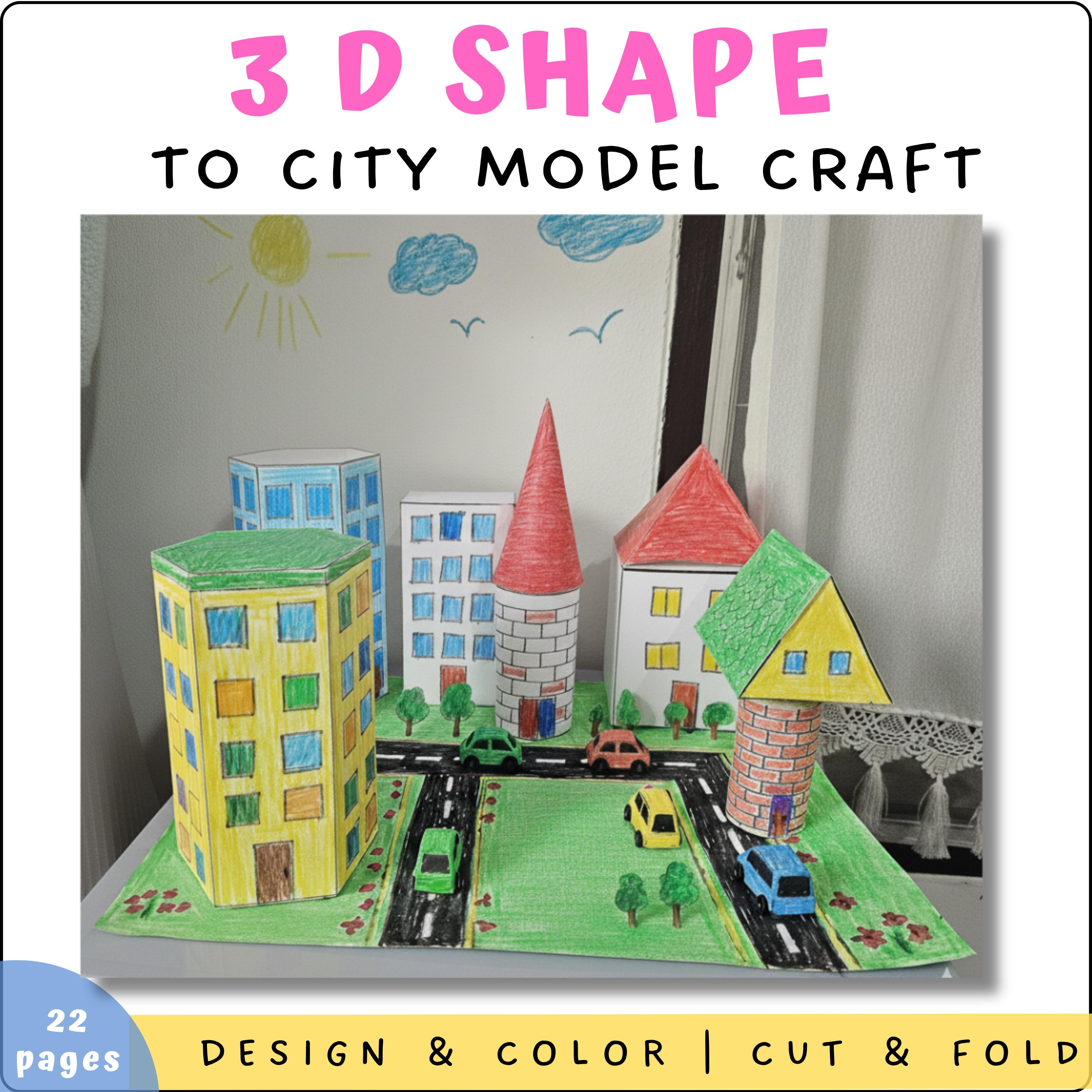 3D Shape City Model Craft: Geometry STEM Activity (instant Download) - Etsy