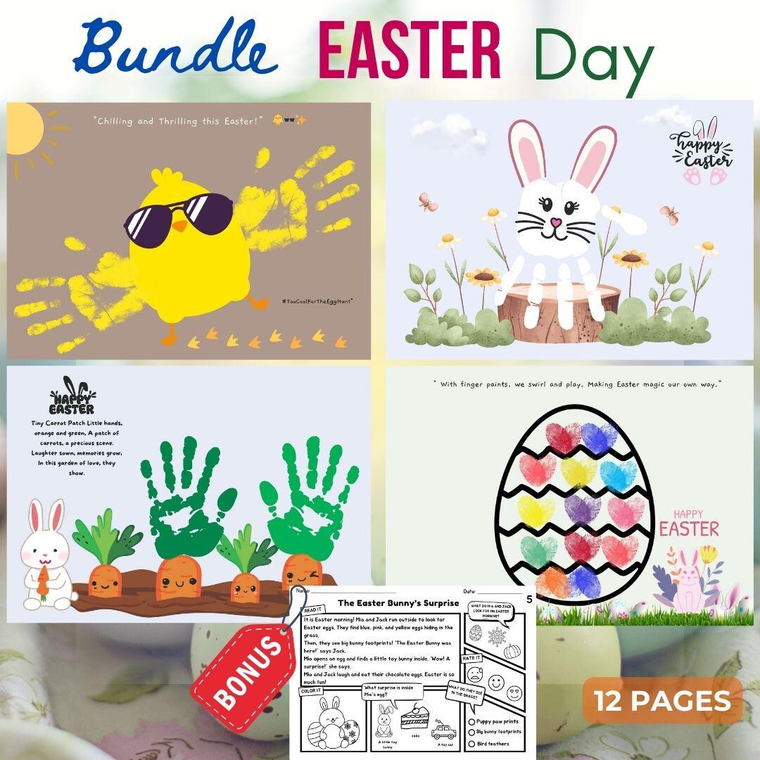 Bundle: Easter Day Handprint Art, Fingerprint Craft Activities, Reading ...