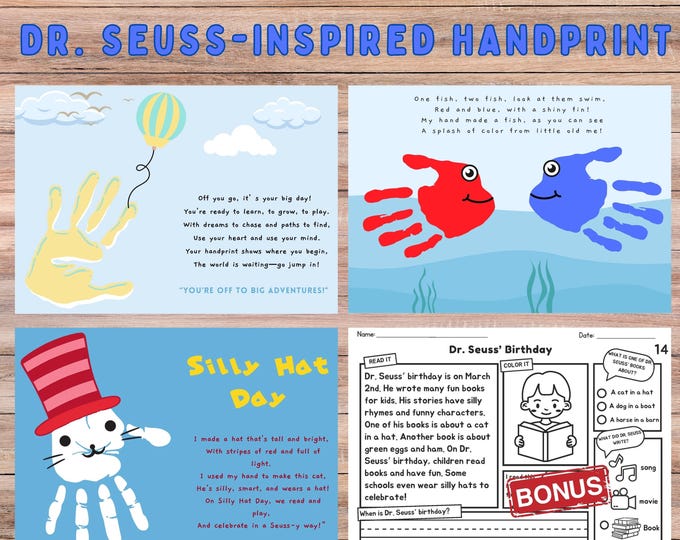 Dr Seuss Handprint Art for Kids, One Fish Two Fish Red Fish Blue Fish ...