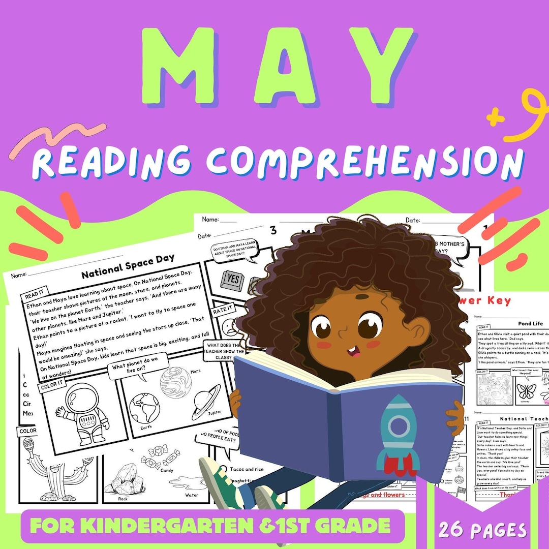 May Reading Comprehension Passages: Kindergarten & 1st Grade (instant ...