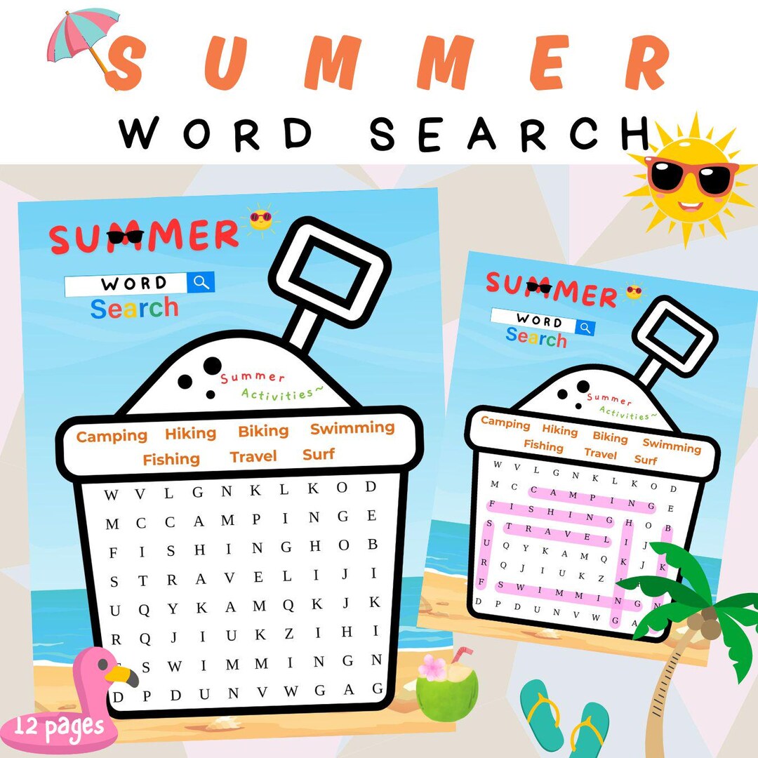 Summer Word Search Puzzle: Fun Kids Activity Worksheet (digital ...